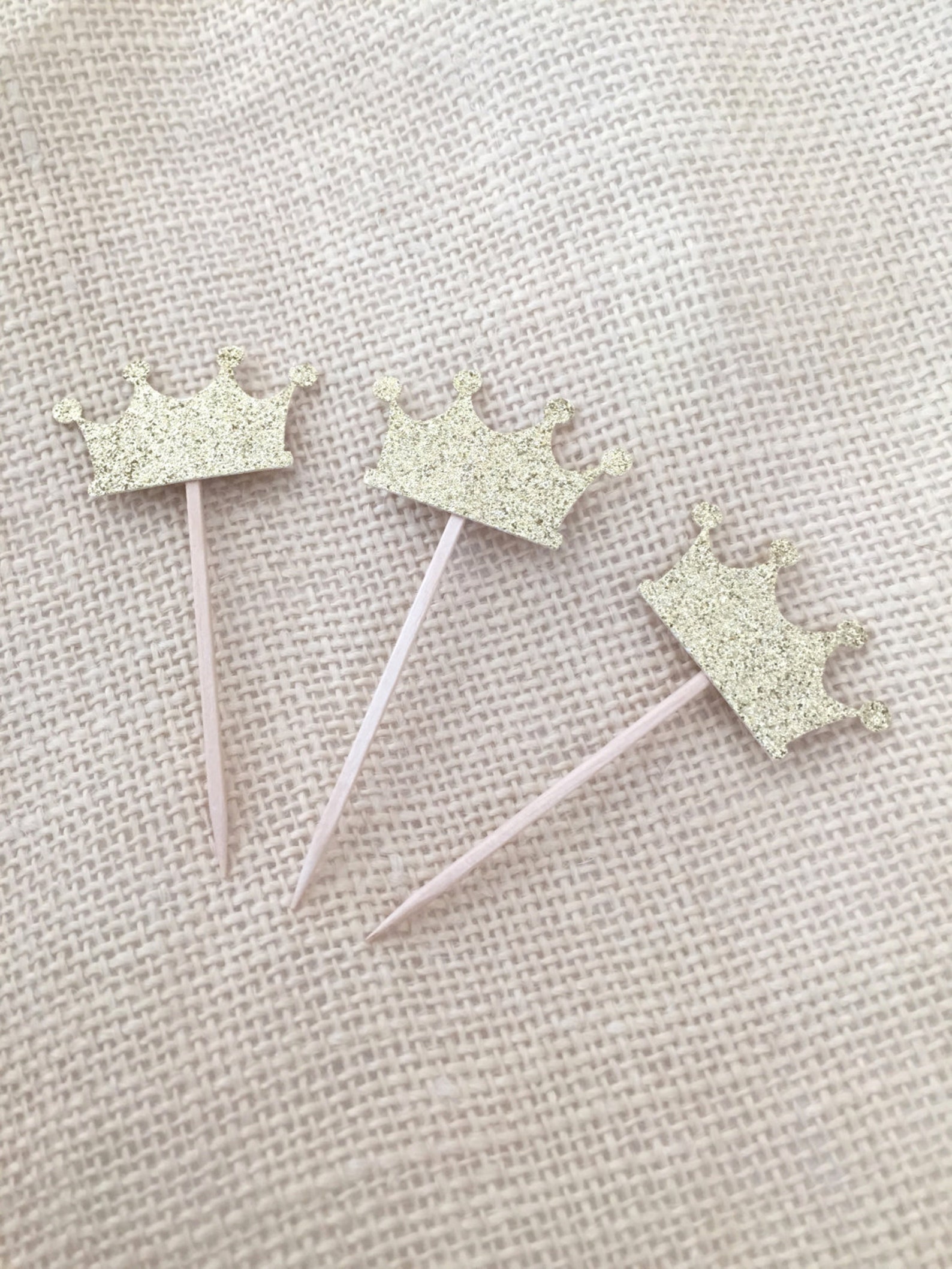 Gold Glitter Crown Cupcake Toppers Set 12 Princess - Etsy