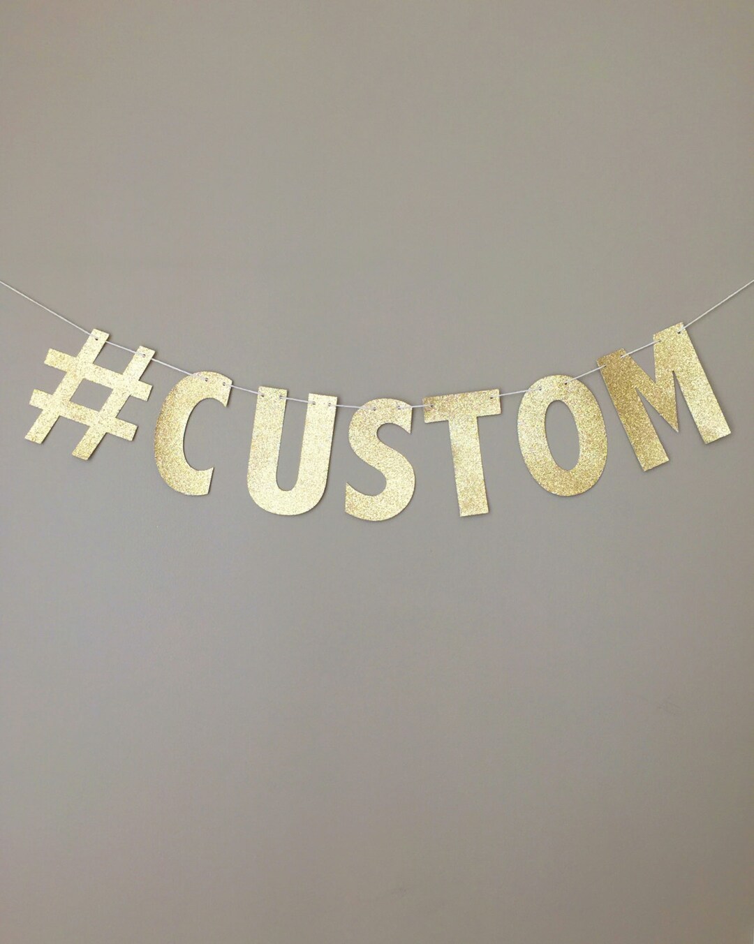 Custom Hashtag Gold Glitter Banner, Custom Gold Glitter Banner, New ...