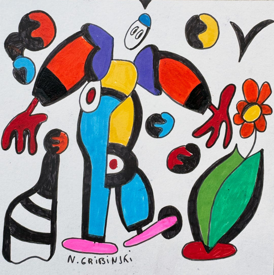 Original Art – “spring Gesture” – 6x6 Abstract Drawing on Paper ...