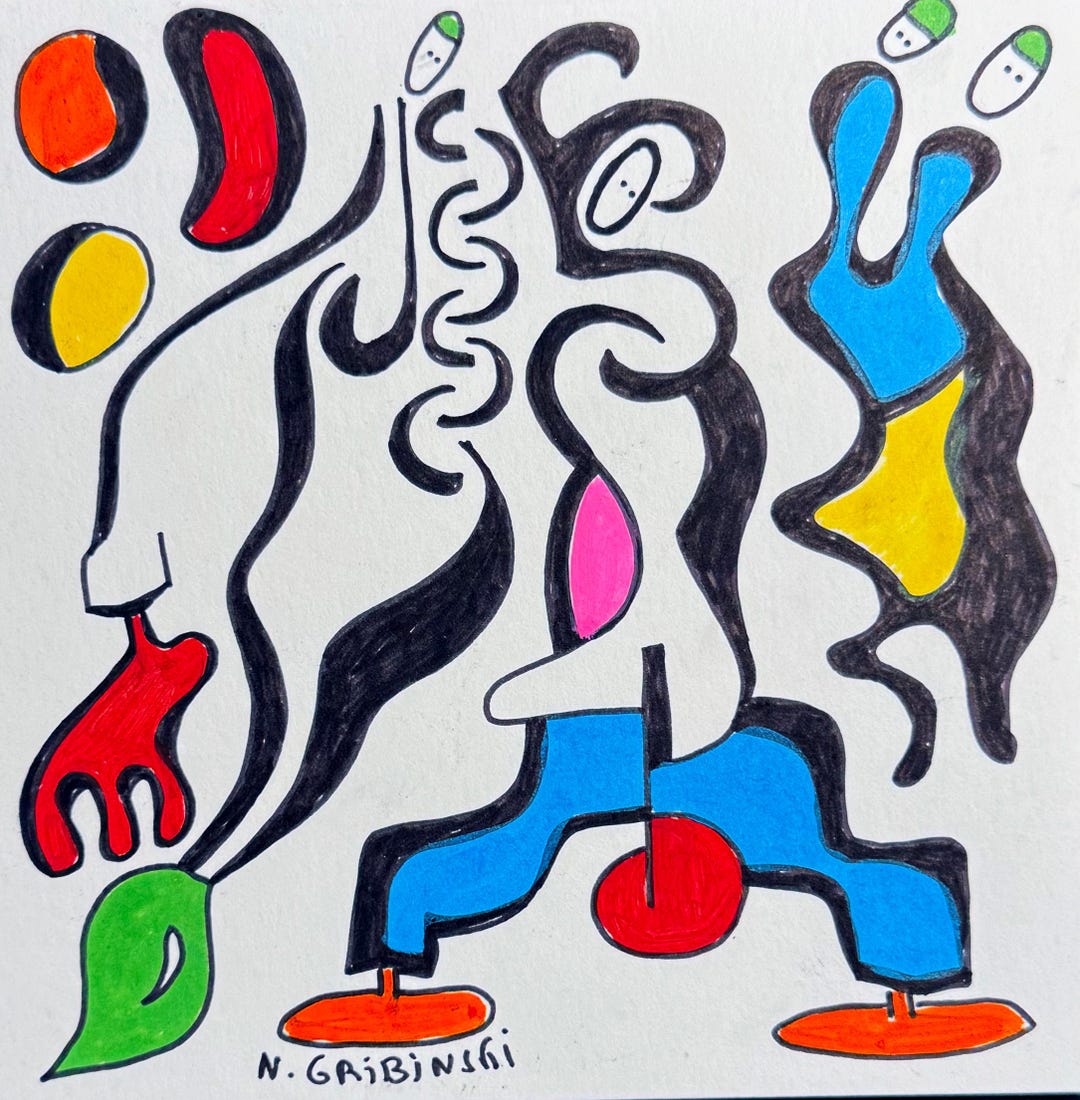 Original Art – “genesis Flow” – 6x6 Abstract Drawing on Paper, Colorful ...