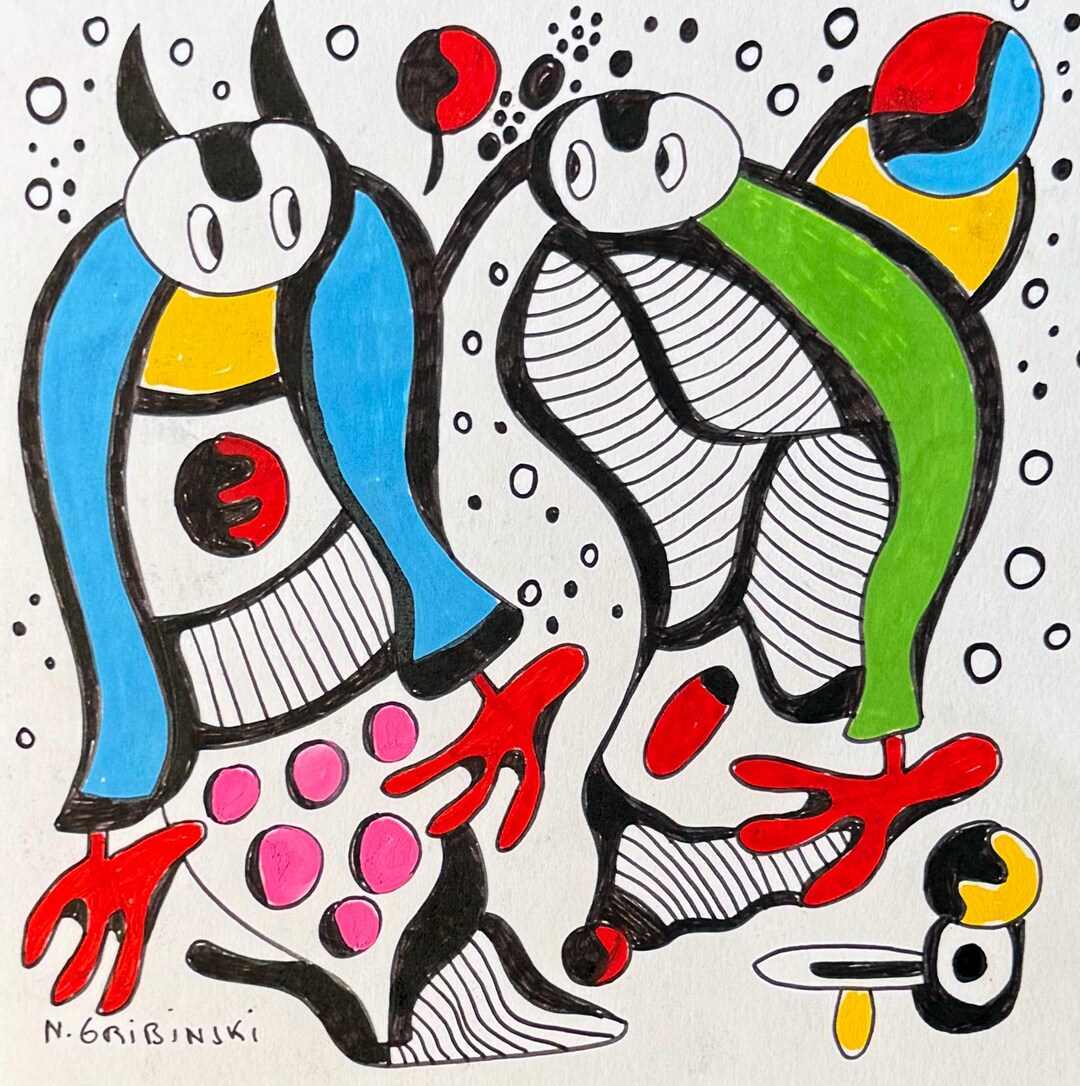 Original Art | "the Horned One and the Dreamer" — Abstract Cosmic Duo ...