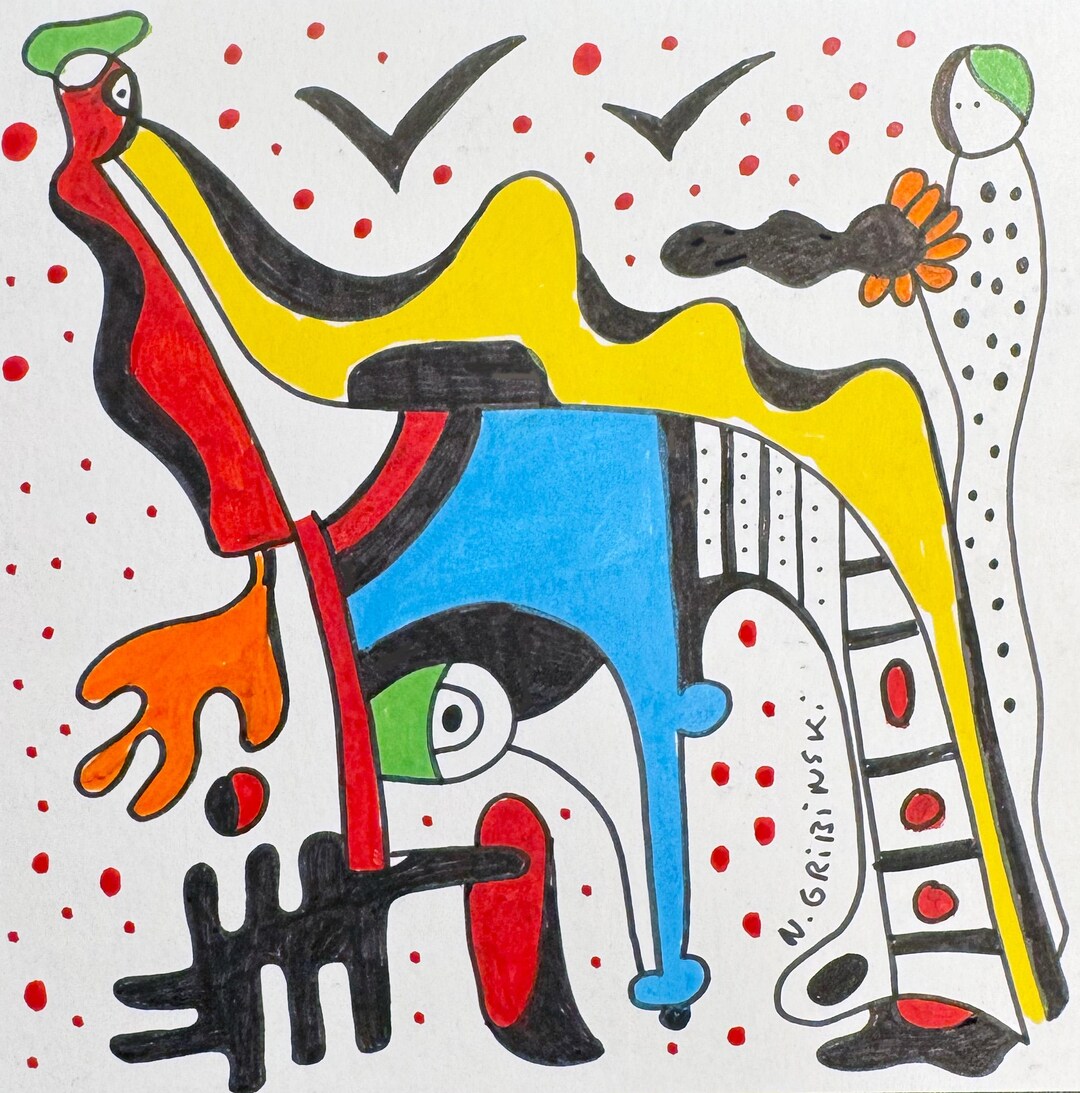 Original Art – “rise and Flow” – 6x6 Abstract Drawing on Paper ...