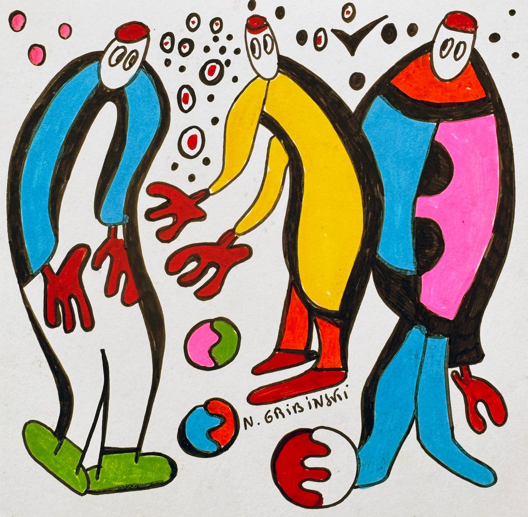 Original Art – “between Hands and Planets” – 6x6 Abstract Figurative ...