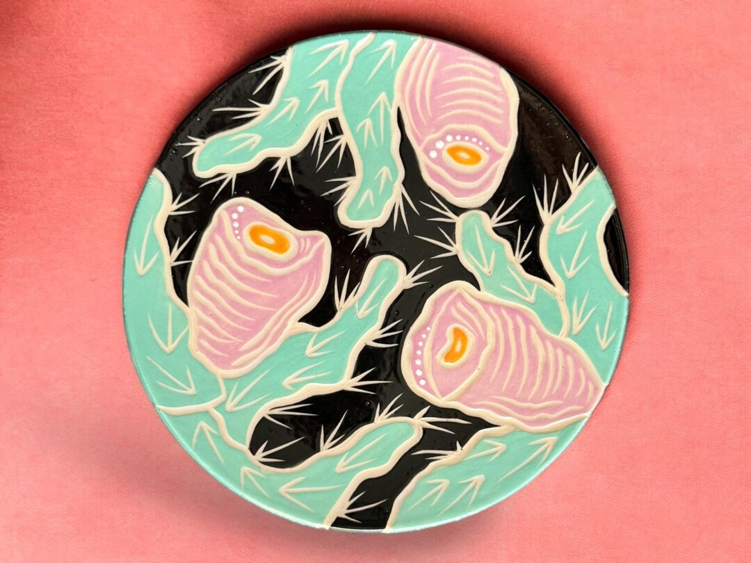 Blooming Cactus Plate, Handmade Ceramic Plate - Etsy
