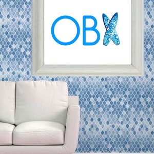 Outer Banks NC Digital Beach Printable, Outer Banks Surfboard Beach ...