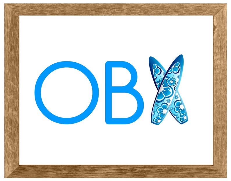 Outer Banks NC Digital Beach Printable, Outer Banks Surfboard Beach ...