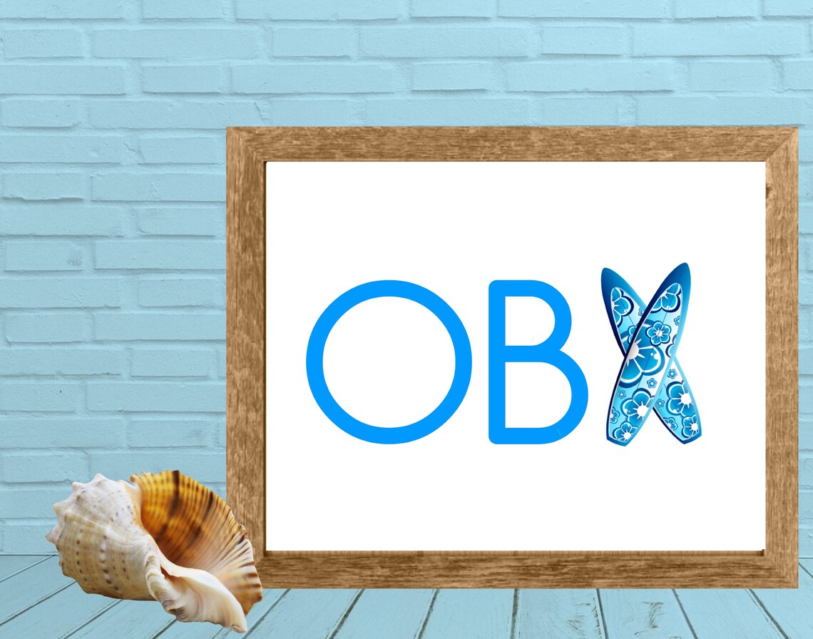 Outer Banks NC Digital Beach Printable, Outer Banks Surfboard Beach ...