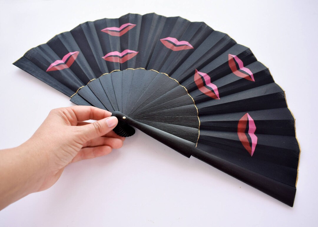 Fan Lips / Kises Hand Fan / Modern Fan /spanish Hand Fan / Fncy Fan ...