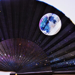 Full Moon Handfan / FREE SHIPPING Hand Painted Fan / Wooden Fan ...