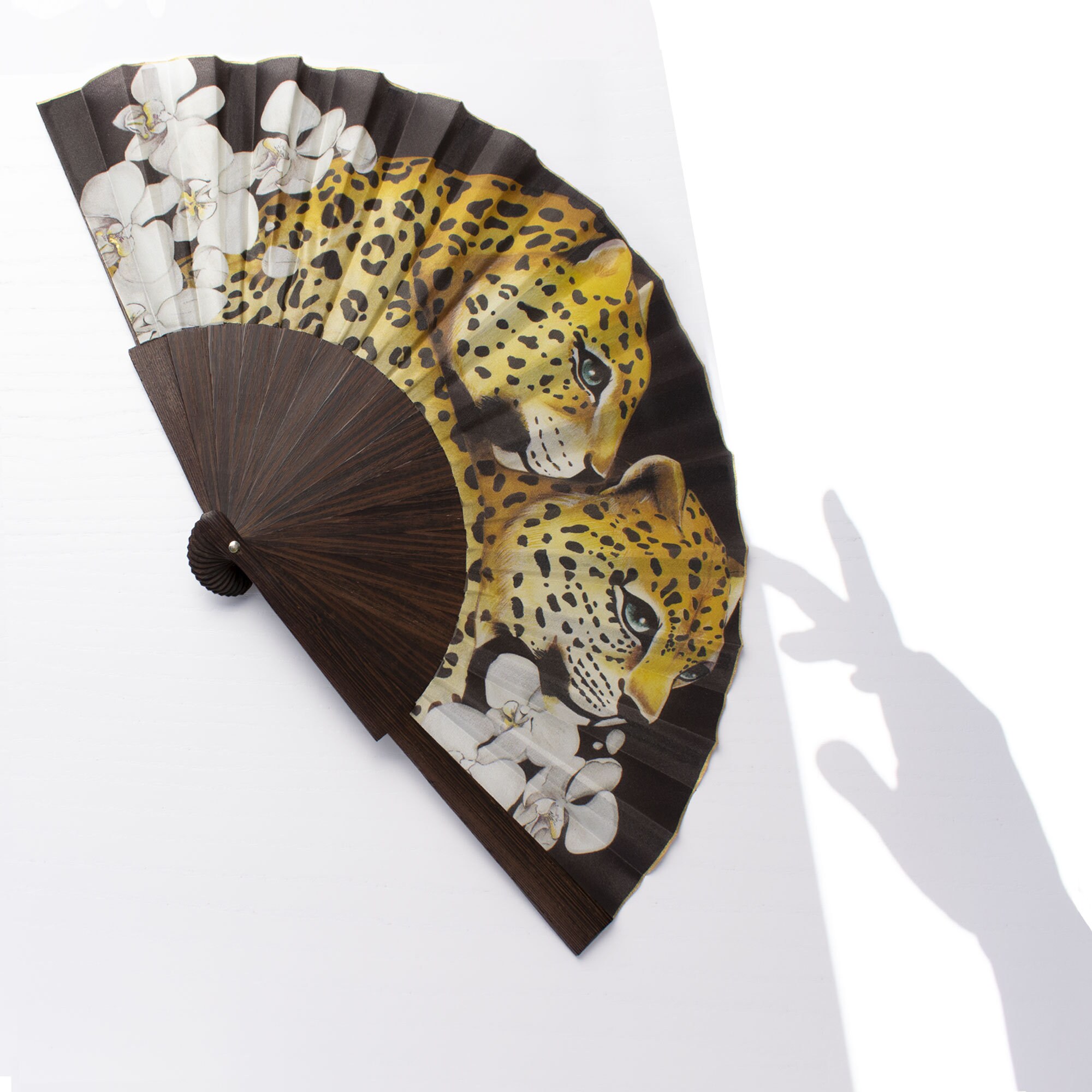 Leopards Silk Hand Fan. Wood and Silk Fan. Animal Print Had - Etsy