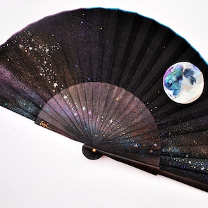 Full Moon Handfan / FREE SHIPPING Hand Painted Fan / Wooden Fan ...