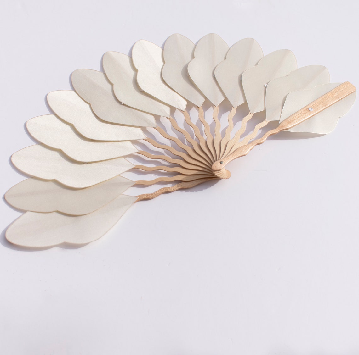 Bridal Fan, Handmade in Silk Satin and Natural Sycamore Wood - Etsy