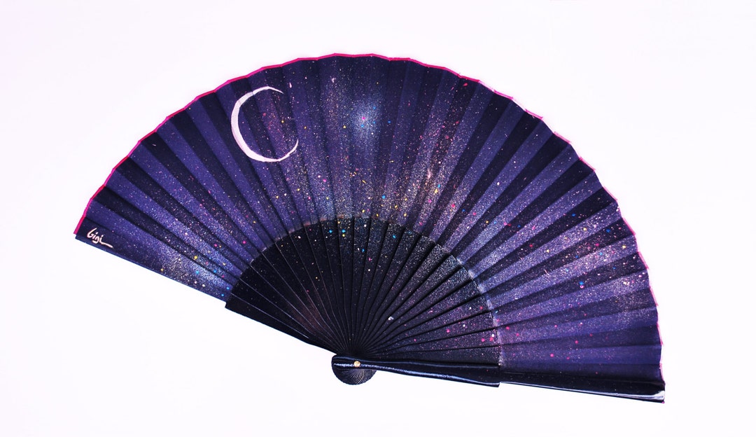 Stars Hand-painted Fan/ FREE Shipping / Hand Painted Fan / Wooden ...