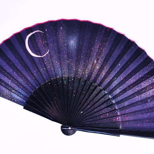 Full Moon Handfan / FREE SHIPPING Hand Painted Fan / Wooden - Etsy