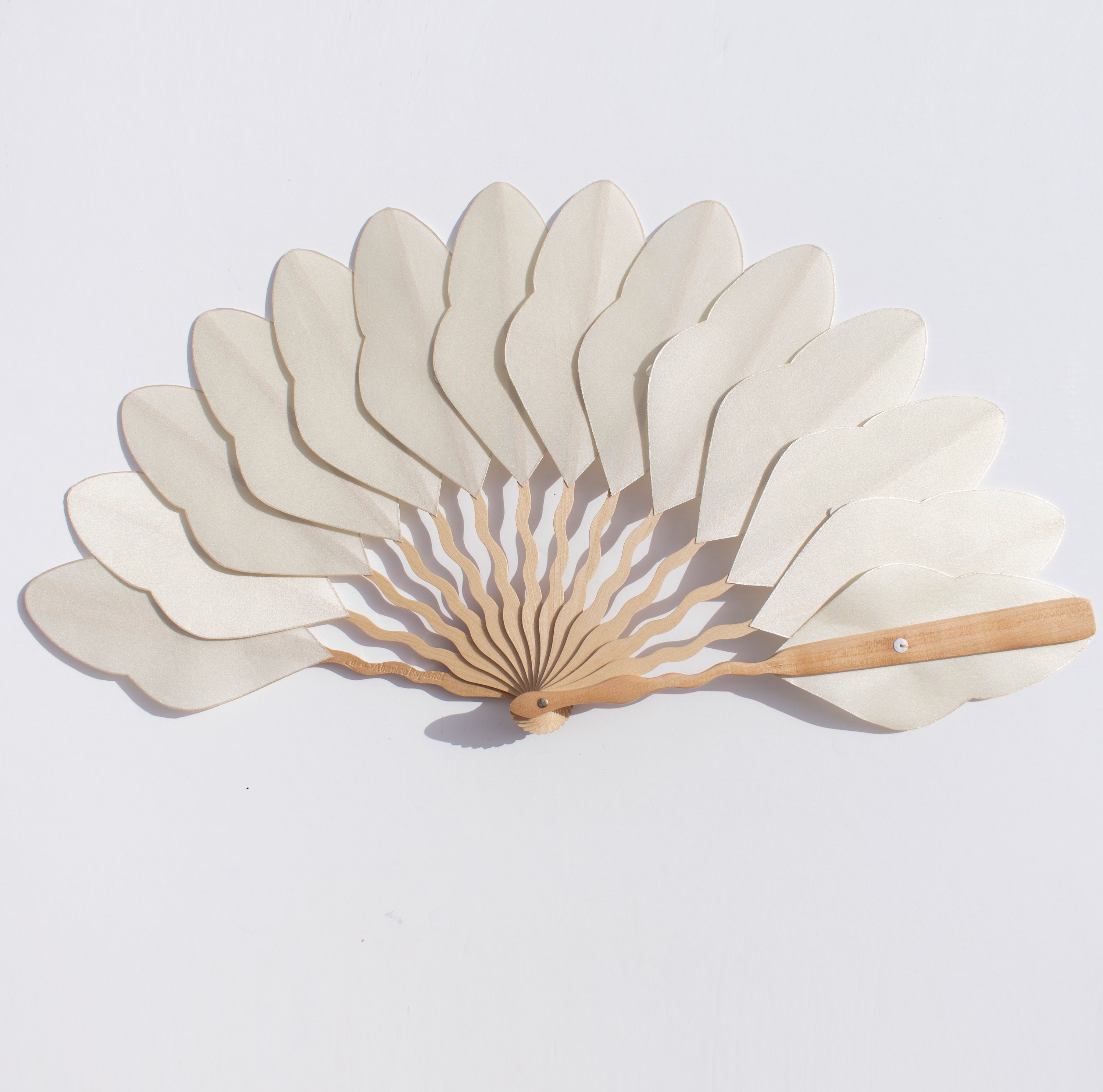 Bridal Fan, Handmade in Silk Satin and Natural Sycamore Wood - Etsy