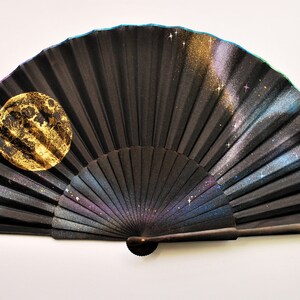 BIG Fulll Moon Handfan / Hand Painted Fan / Wooden Handfan / - Etsy