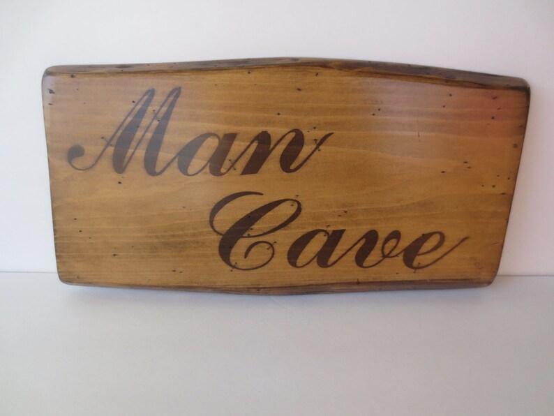 Distressed Rustic Wood Sign "man Cave" With Live Edge Rustic Home Decor ...