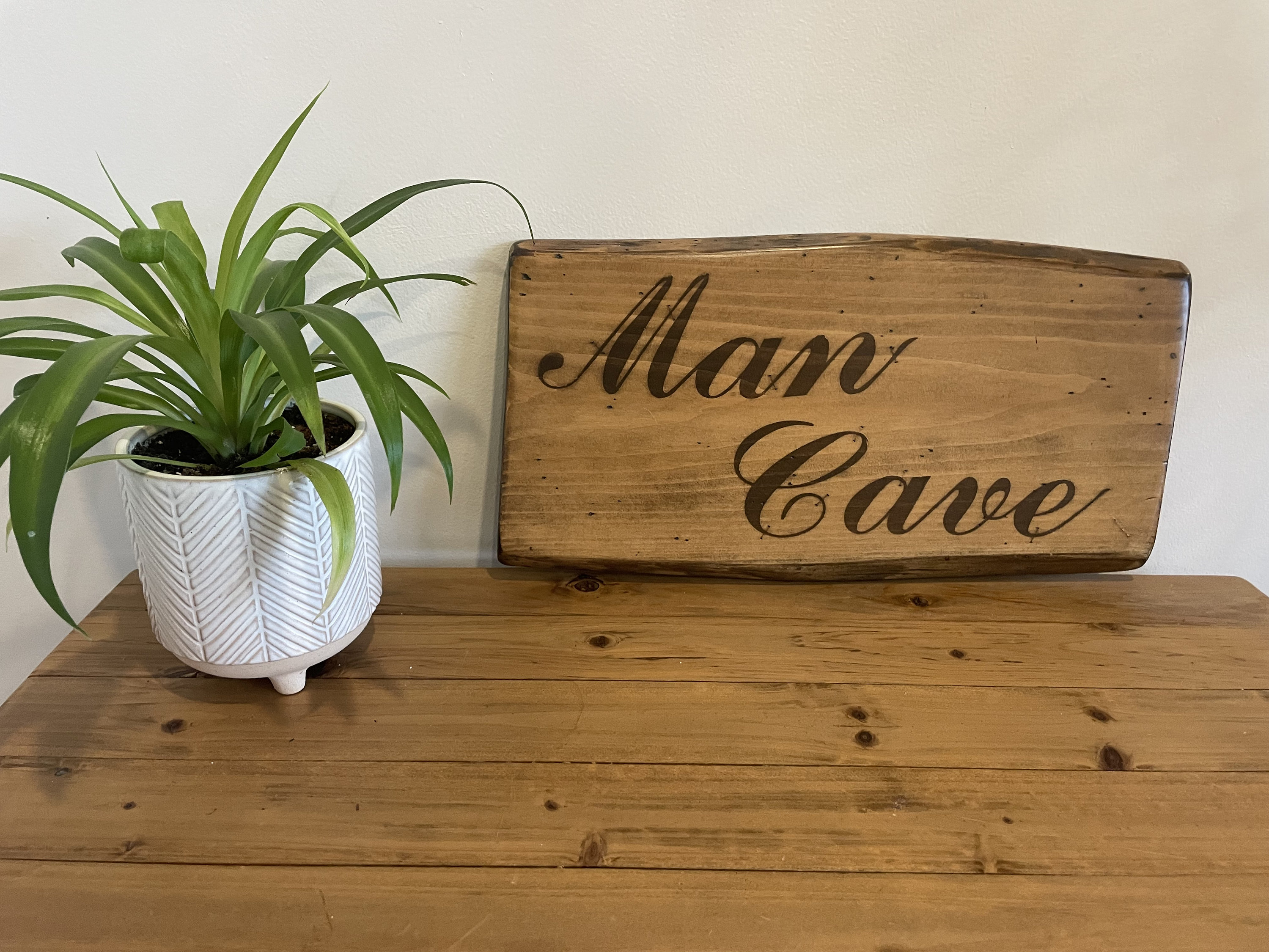 Distressed Rustic Wood Sign "man Cave" With Live Edge Rustic Home Decor ...