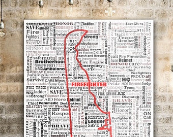 Firefighter Word Art Fire Department Typography Firefighter | Etsy