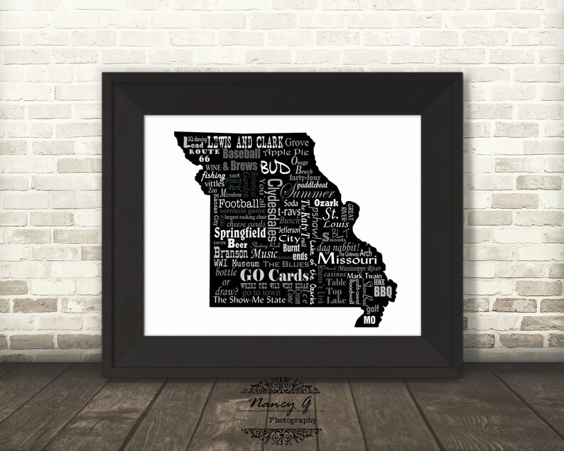 Missouri Slogans Word Art Typography Map Missouri Print - Etsy