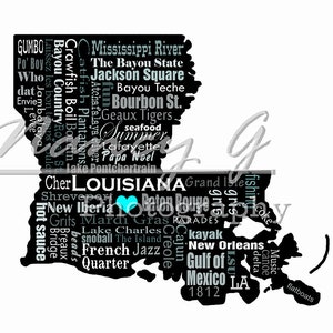 Louisiana Word Art, Typography, Louisiana, Louisiana Print, Slogans ...