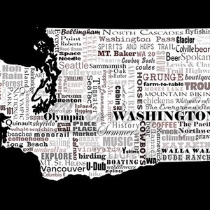 Washington State Slogans, Word Art, Typography, Map, Washington ...