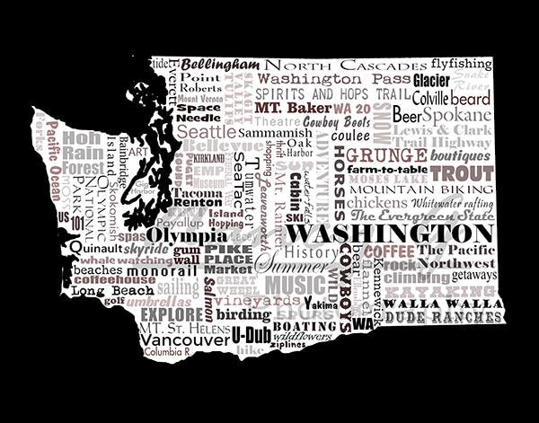 Washington State Slogans, Word Art, Typography, Map, Washington ...