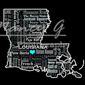Louisiana Word Art, Typography, Louisiana, Louisiana Print, Slogans ...