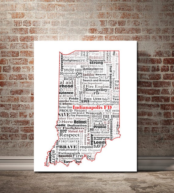 Indianapolis Fire Department Indiana Word Art Typography - Etsy