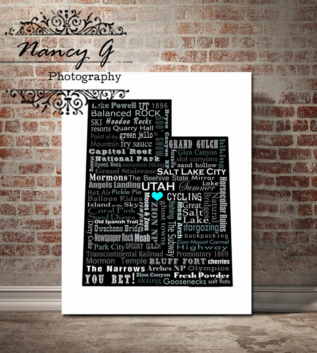 UTAH Word Art, Typography, Utah, Utah Print, Slogans, Fine Art Print ...