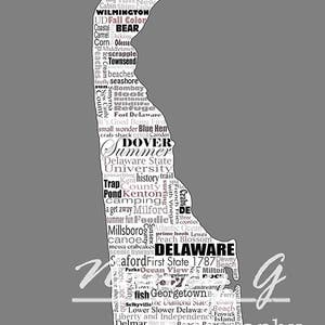 Delaware Slogans, Word Art, Typography, Map, Delaware, Delaware Print ...