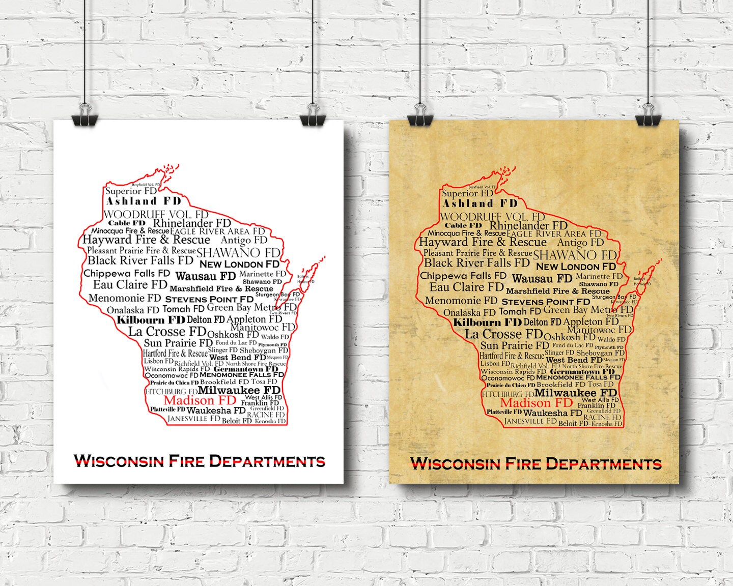 Wisconsin Fire Departments, Word Art, Typography, Map, Cities, FD ...