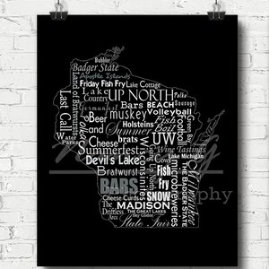 Wisconsin Slogans, Word Art, Typography, Map, Wisconsin, Wisconsin ...