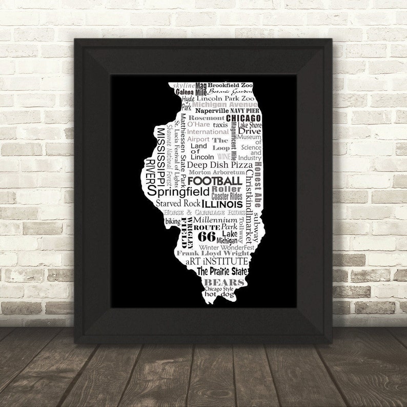 Illinois Slogans, Word Art, Typography, Map, Illinois , Illinois Print ...