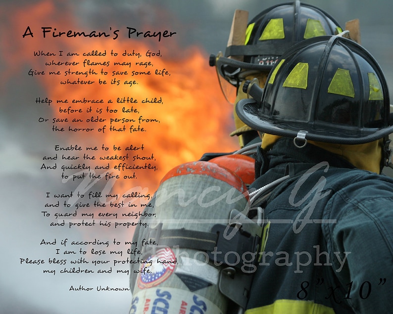 Firemans Prayer, Firefighter Gift, Fire Department Poster, Firefighter ...