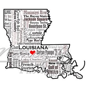 Louisiana Word Art, Typography, Louisiana, Louisiana Print, Slogans ...