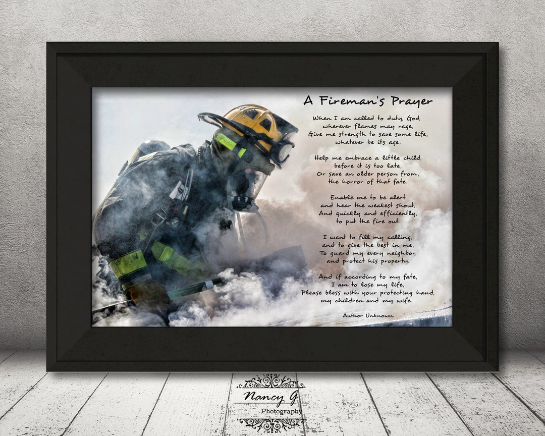 Firemans Prayer, Firefighter Prayer Print, Firefighter Wall Art, Prayer ...