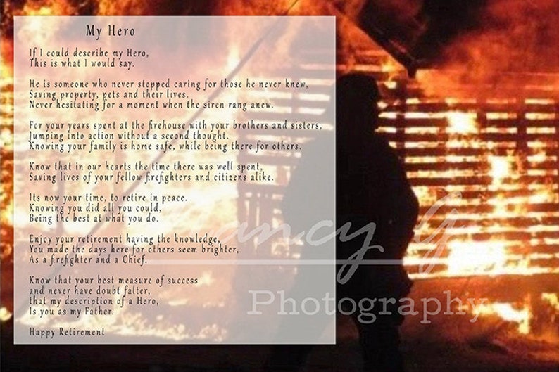 Firemans Retirement Poem Firefighter Gift Hero Chief - Etsy