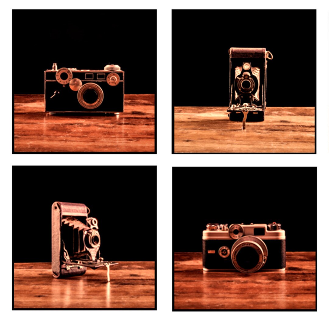 Square Print, Vintage Cameras Print, Set of Four, Themed Prints, Fine ...