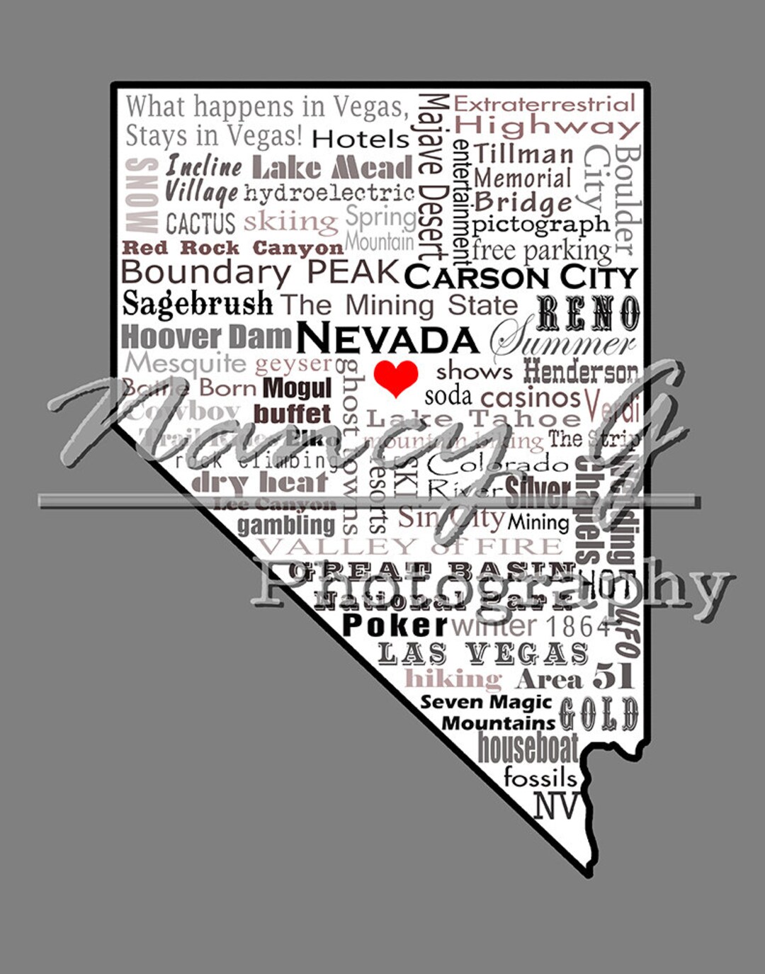 Nevada Word Art, Typography, Nevada, Nevada Print, Slogans, Fine Art ...