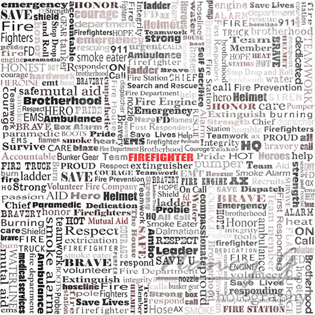 Firefighter Word Art, Fire Department, Typography, Firefighter Gift, FD ...