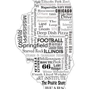 Illinois Slogans, Word Art, Typography, Map, Illinois , Illinois Print ...