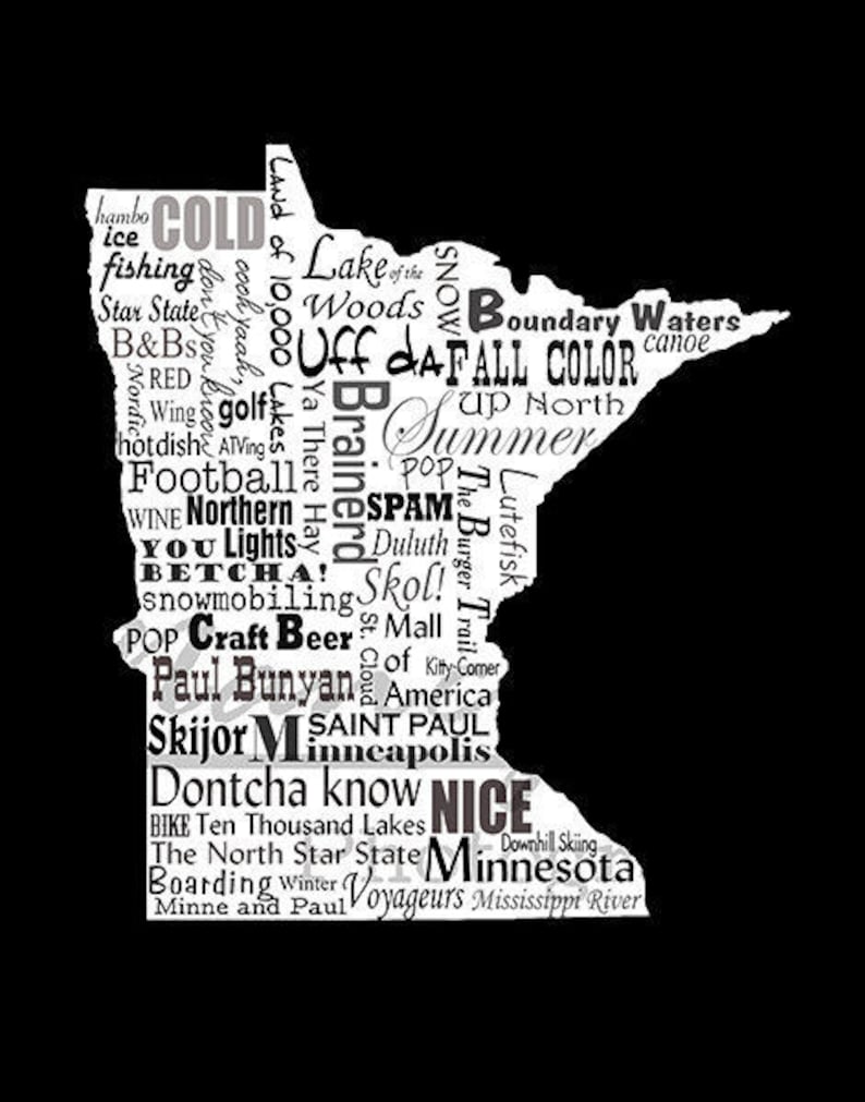 Minnesota Slogans, Word Art, Typography, Map, Minnesota, Minnesota ...