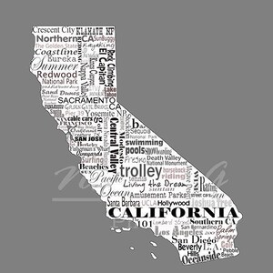 California Slogans, Word Art, Typography, California Map, California ...