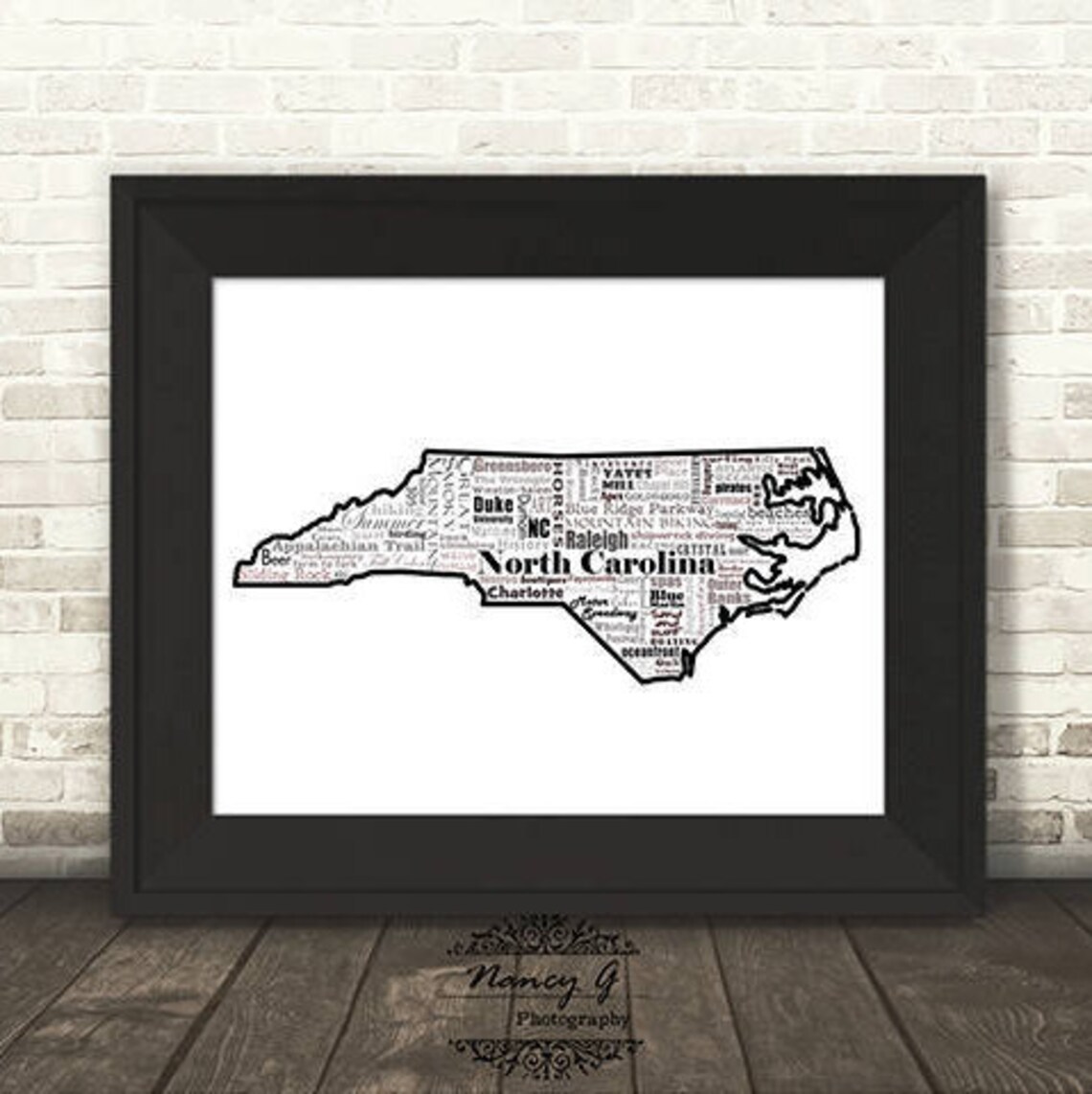 North Carolina Slogans, Word Art, Typography, Map, North Carolina Print ...