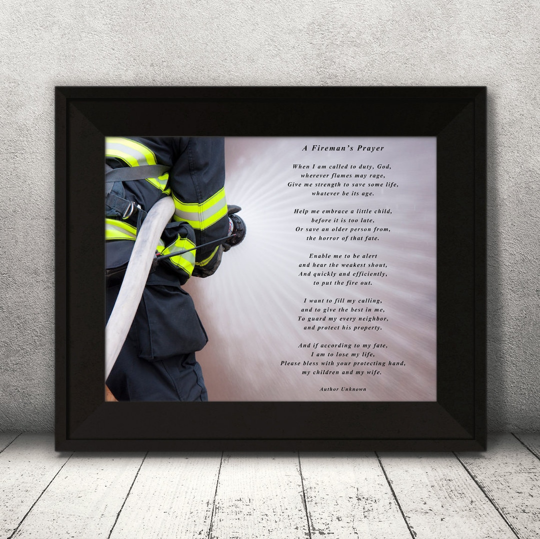 Firemans Prayer, Firefighter Prayer Print, Firefighter Wall Art, Prayer ...