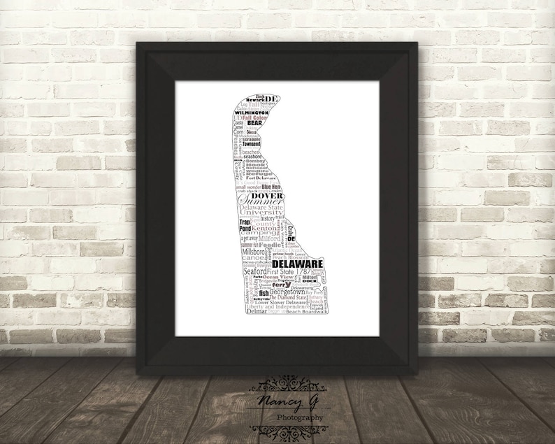 Delaware Slogans Word Art Typography Map Delaware - Etsy