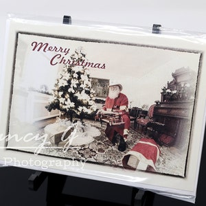 Greeting Card, Vintage Firefighter Santa, Fire Truck, Toy, Christmas ...