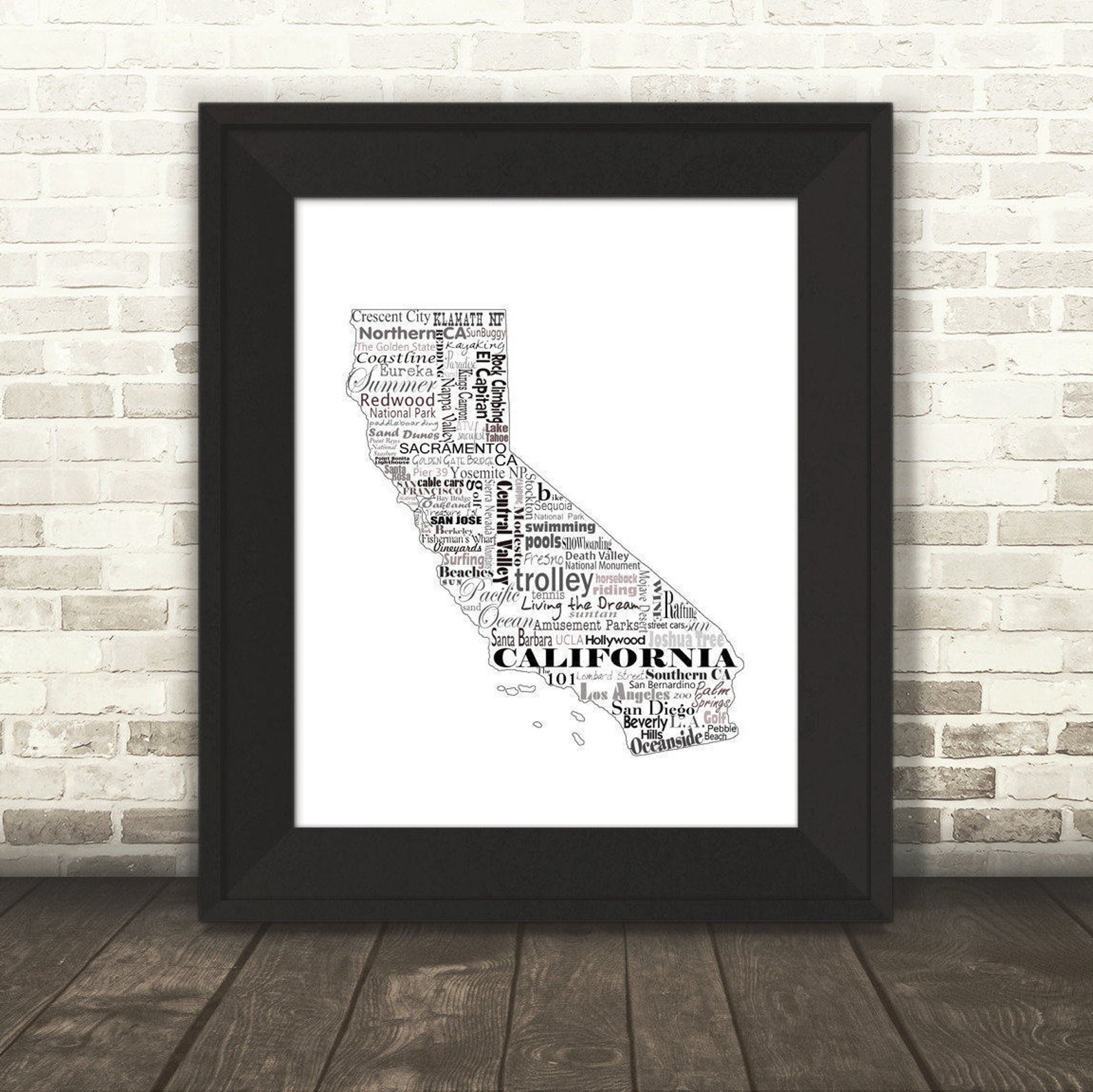California Slogans Word Art Typography California Map | Etsy