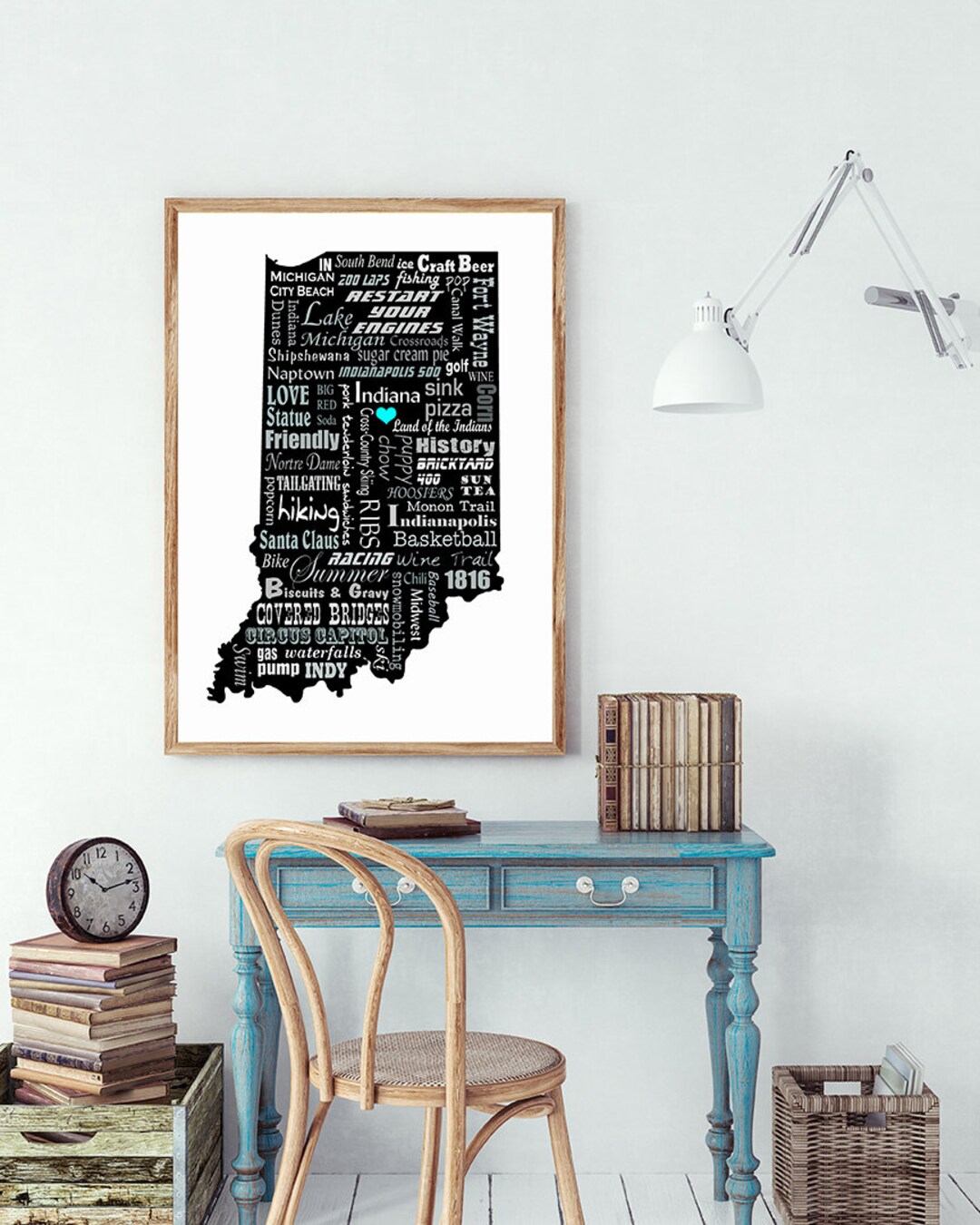 Indiana Word Art, Typography, Map, Indiana, Indiana Print, Slogans ...